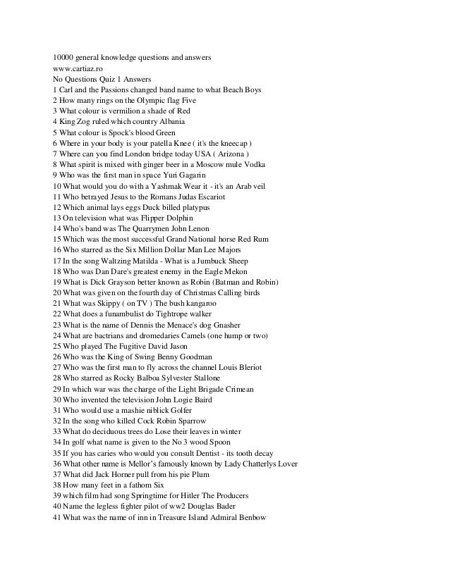 10000 General Knowledge Questions And Answers 10000 General Knowledge Questions And Answers