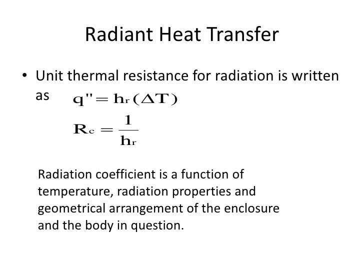 Radiant Heat Radiant Heat Equation