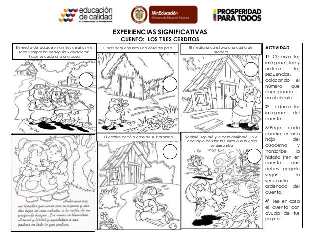 Secuencia del cuento de los tres cerditos para colorear - Imagui