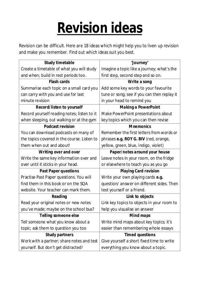 1 Revision Ideas 1-revision-ideas