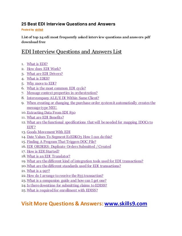 25 Best Edi Interview Questions And Answers