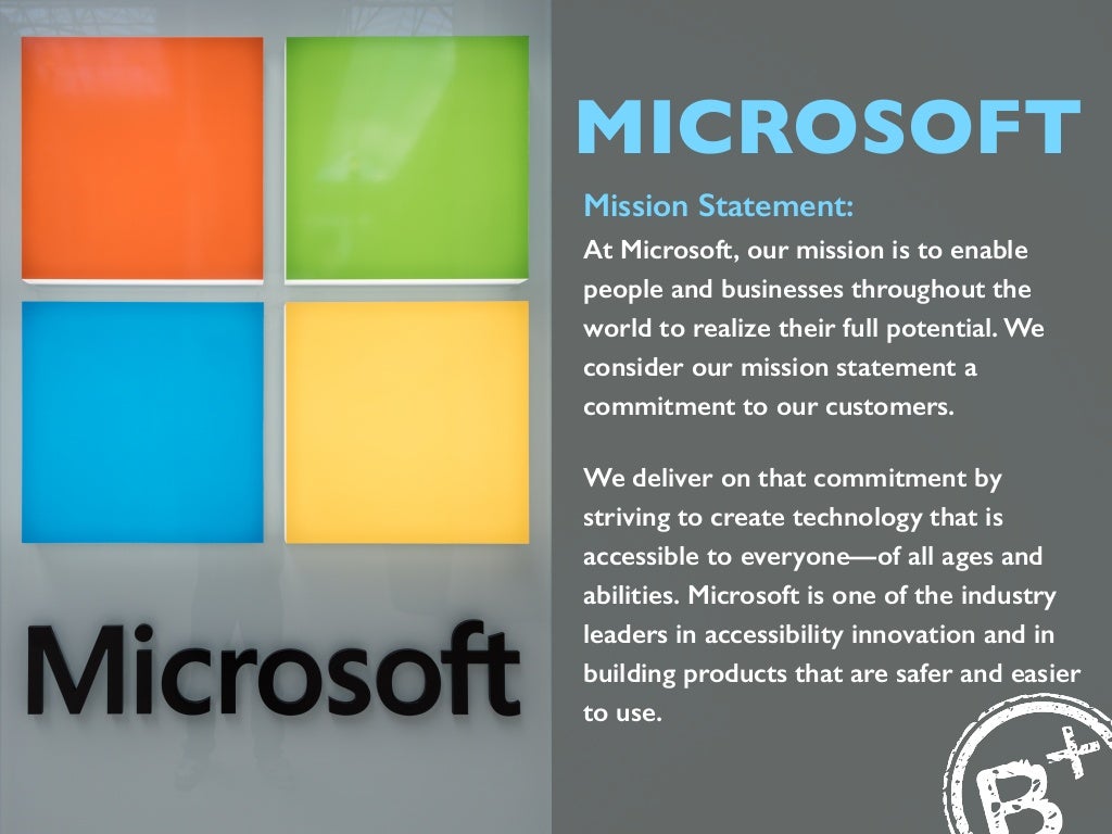 MICROSOFT Mission Statement At Microsoft 
