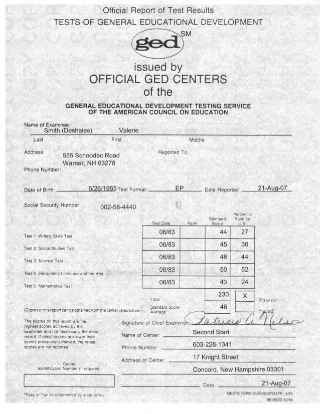 GED Transcript GED Transcript
