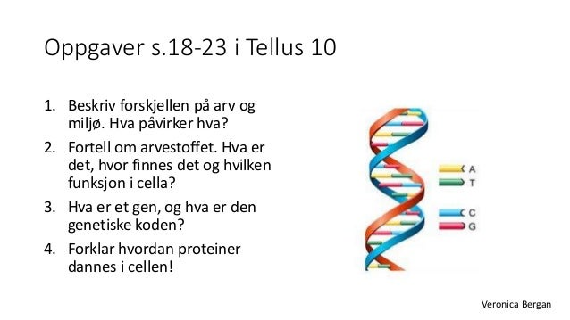 3 Arv, miljø og DNA, kap 1 i Tellus 10, Aschehoug
