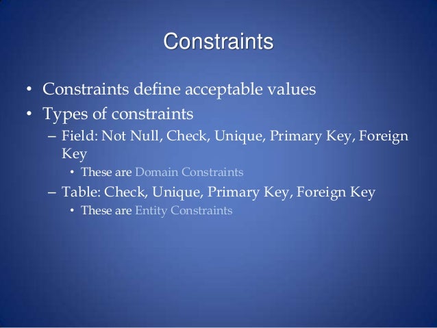 Sql Constraints