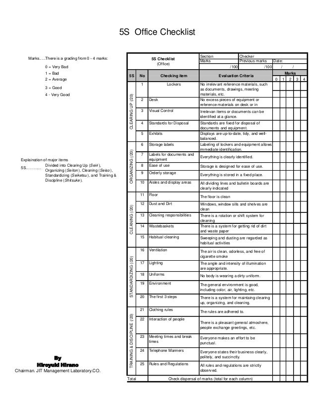 5 S Checklist office 5-s-checklist-office