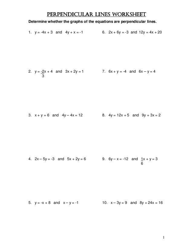 Slope Parallel And Perpendicular Lines Worksheet Slope Parallel And Perpendicular Lines Worksheet