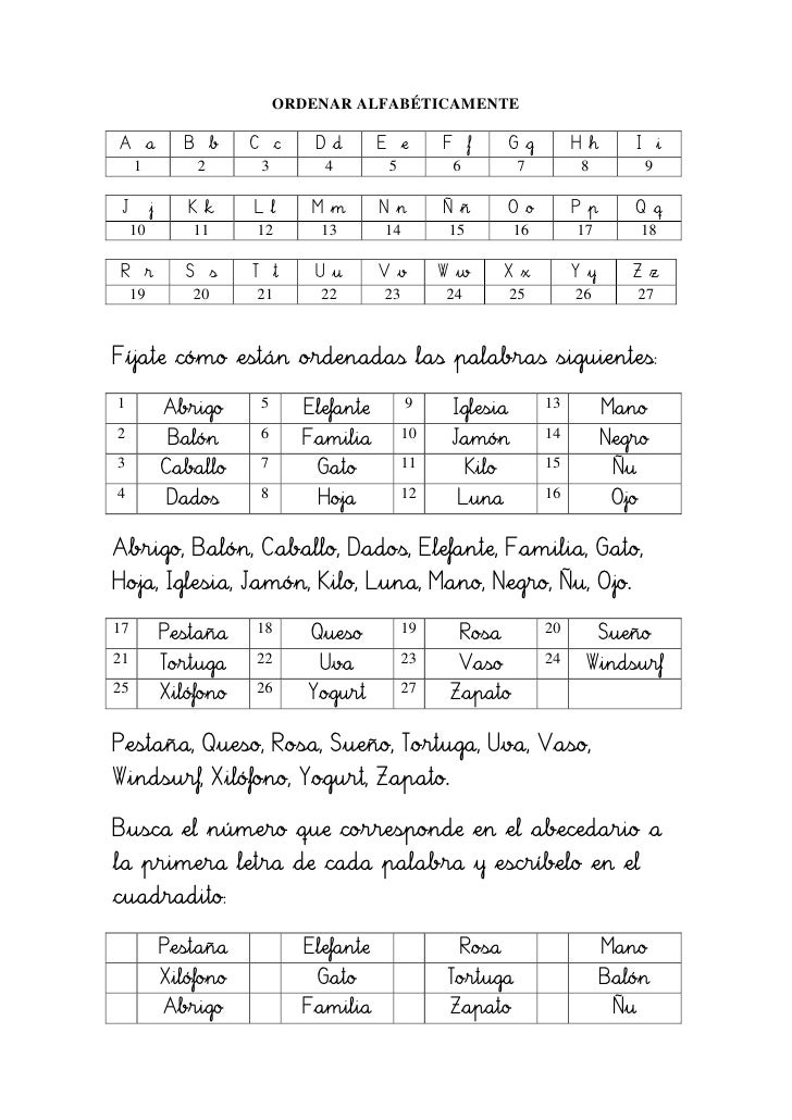 ORDENAR ALFABÉTICAMENTE 1