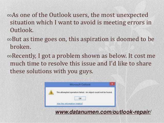6 Means To Fix Outlook Error The Attempted Operation Failed An Obje