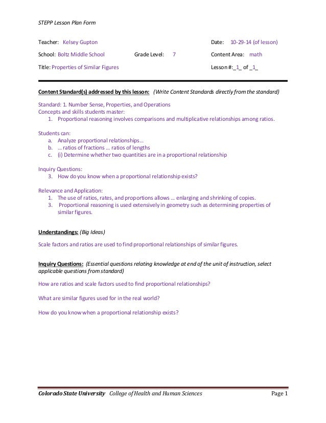 Lesson Plan For 7th Grade Math Class Lesson Plan For 7th Grade Math Class