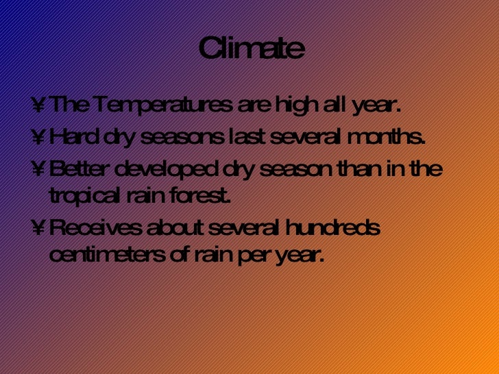Tropical Dry Forest Biome Climate