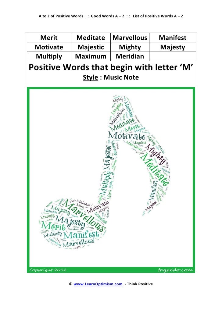 A To Z Of Positive Words EBook A To Z Of Positive Words EBook