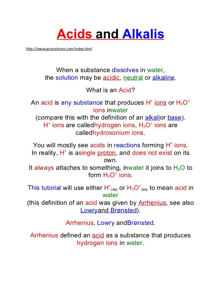 Acids and alkalis