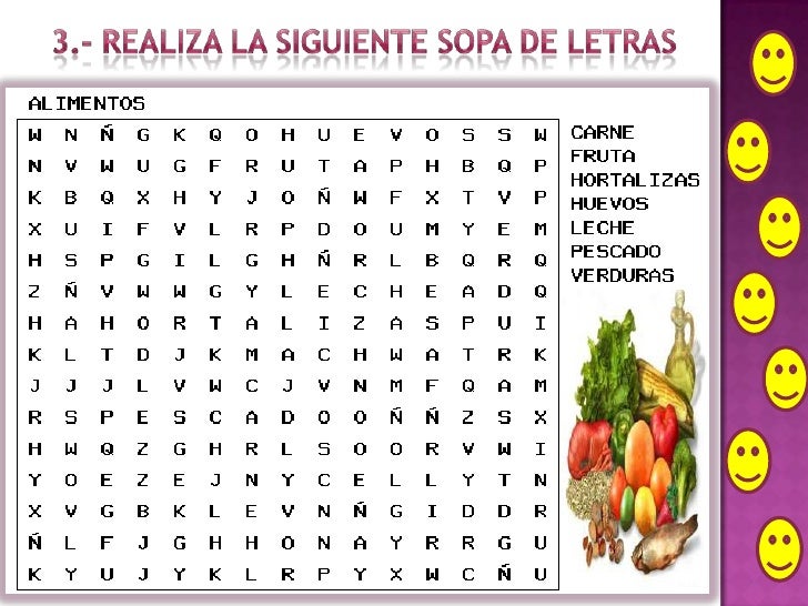 Sopas de letras de alimentos - Imagui