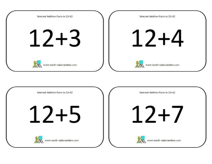 Addition Facts to 12 plus 12 selection addition-facts-to-12-plus-12-selection