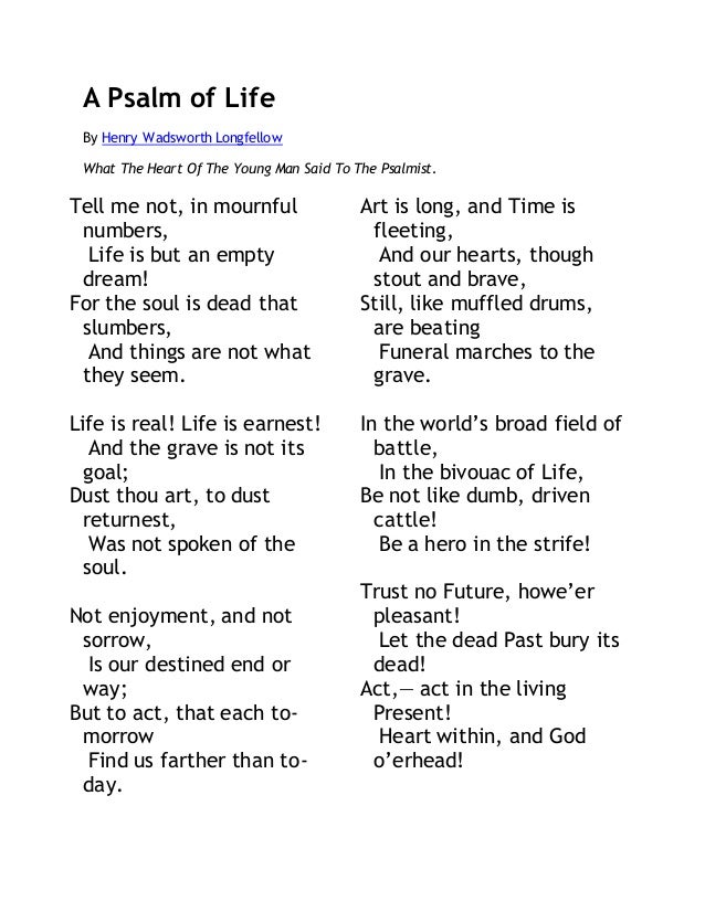 A Psalm Of Life Shmoop A Psalm Of Life Shmoop