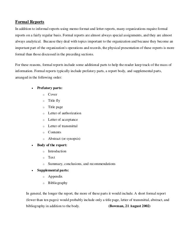 how to write an informal report format