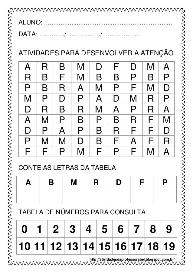 Atividades Para Desenvolver Atenção Nível Médio 