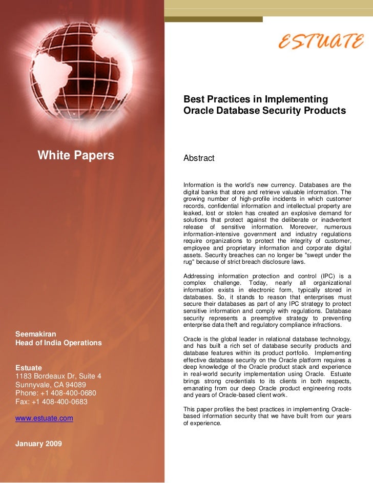 Best Practices In Implementing Oracle Database Security