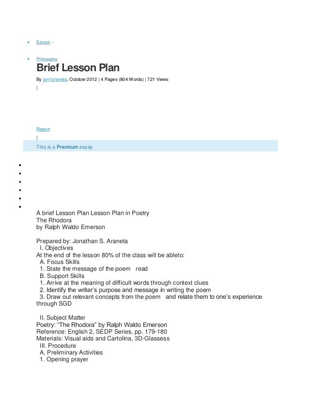 Brief Lesson Plan Brief Lesson Plan