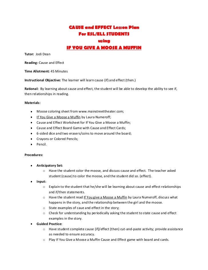 Cause And Effect Lesson Plan If You Give A Moose A Muffing Cause And Effect Lesson Plan If You Give A Moose A Muffing