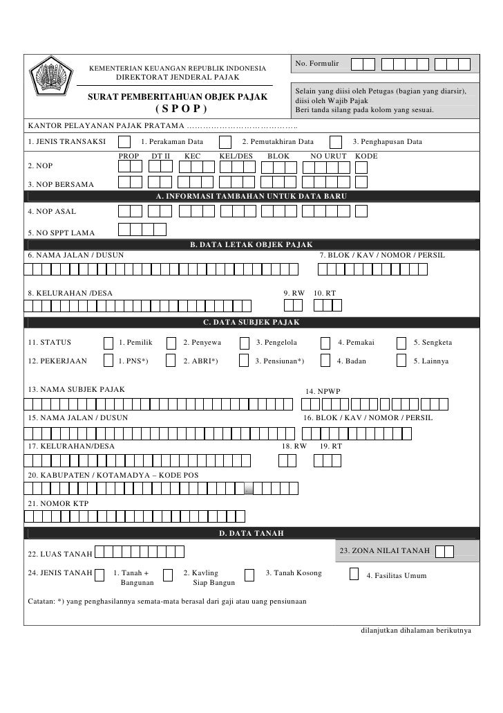 Surat Pemberitahuan Objek Pajak SPOP