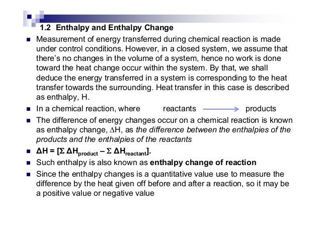 thermochemistry: enthalpy changes in simple processes