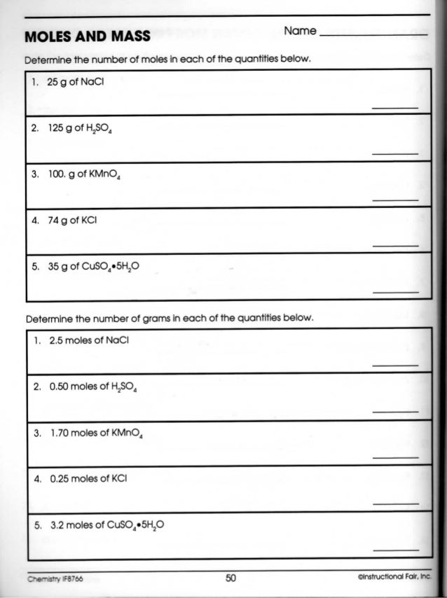 Mole Conversions Worksheet 1 Mole Conversions Worksheet 1