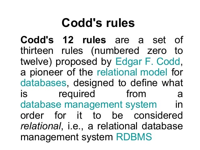 Codds Rules 