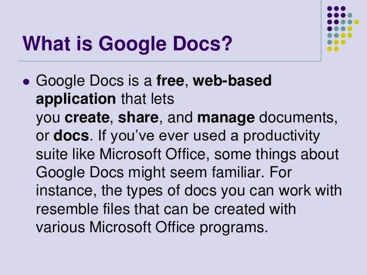 Collaborative Work With Google Docs Collaborative Work With Google Docs