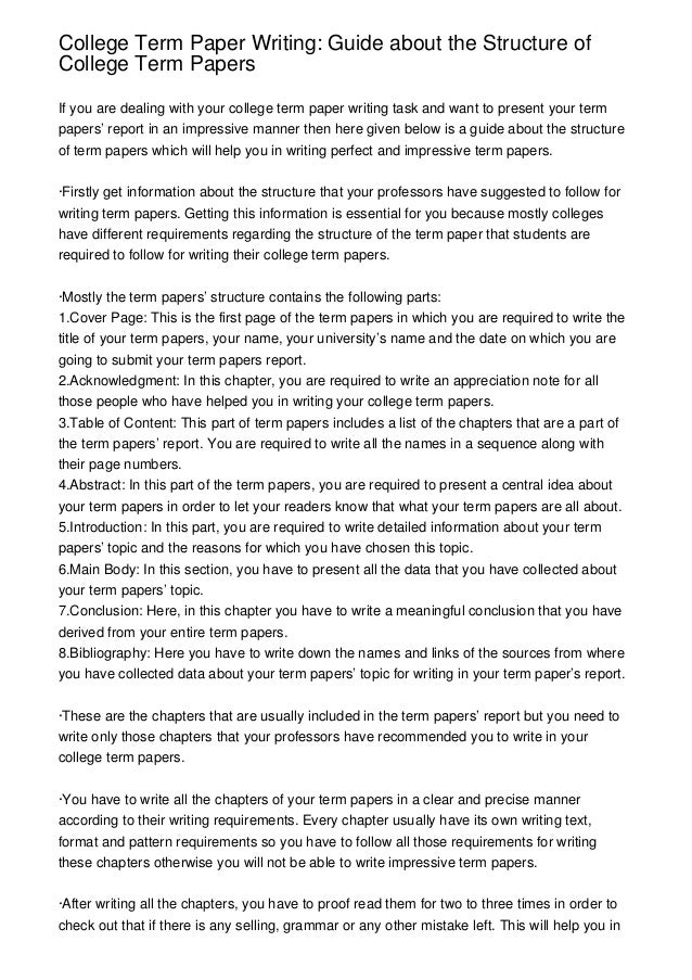 College Term Paper Writing Guide About The Structure Of College Term College Term Paper Writing Guide About The Structure Of College Term