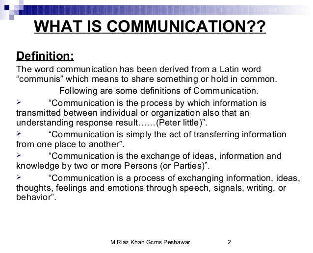 Communication And Perception Communication And Perception