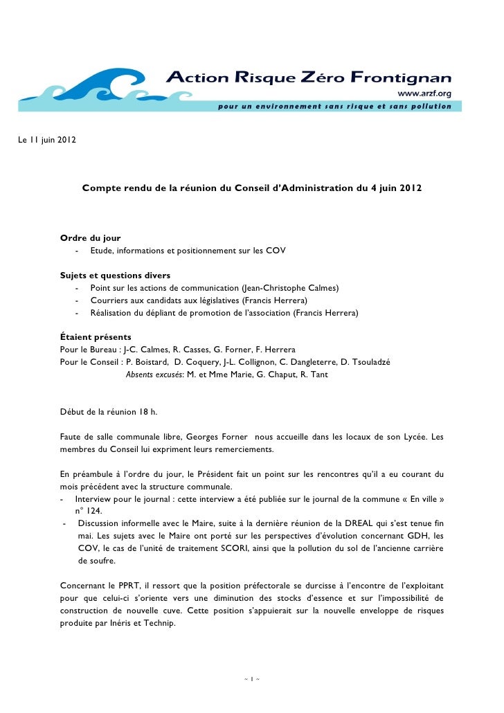 Compte rendu du conseil d'administration du 4.06