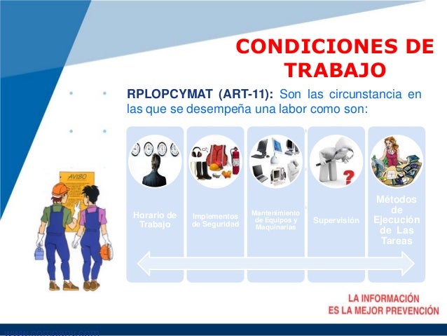 Condiciones de trabajo Condiciones de trabajo