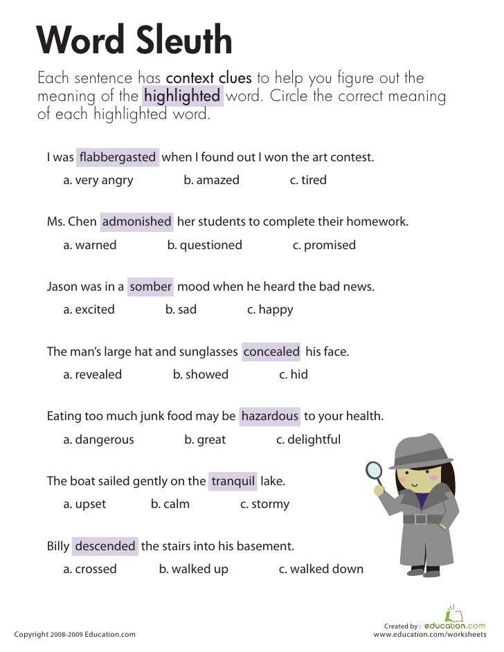 Context Clues Wordsss Worksheet Context Clues Wordsss Worksheet