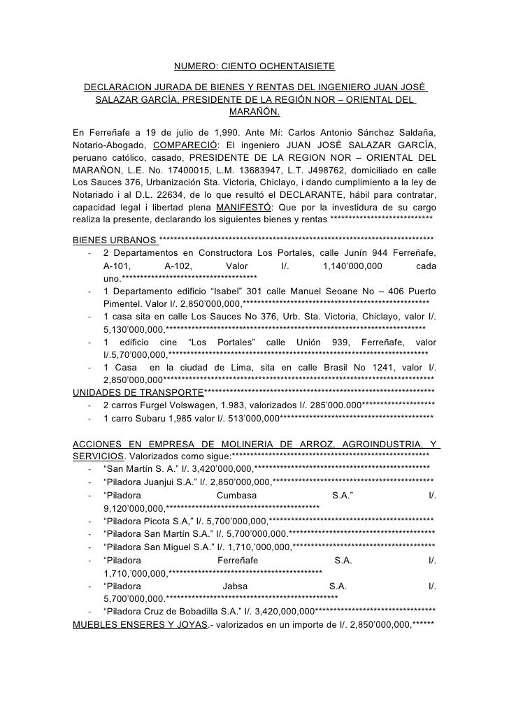 Modelo De Declaracion Jurada De Bienes Y Rentas 2024