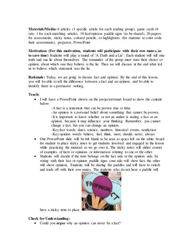 Fact And Opinion Lesson Plan fact-and-opinion-lesson-plan