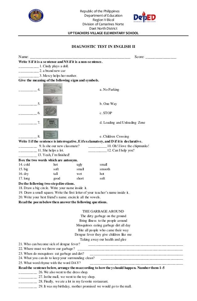 Diagnostic Test Grade 2 Diagnostic Test Grade 2