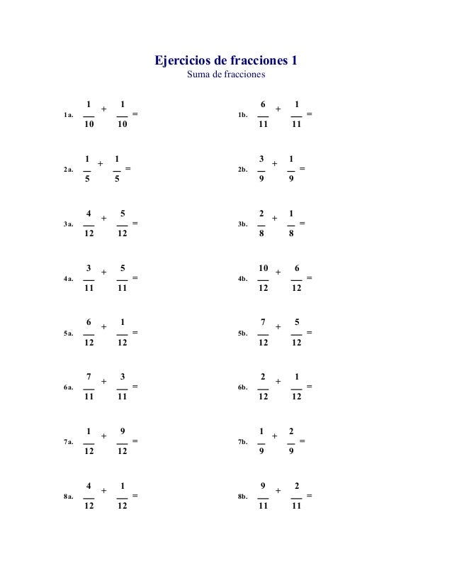Ejercicios de fracciones