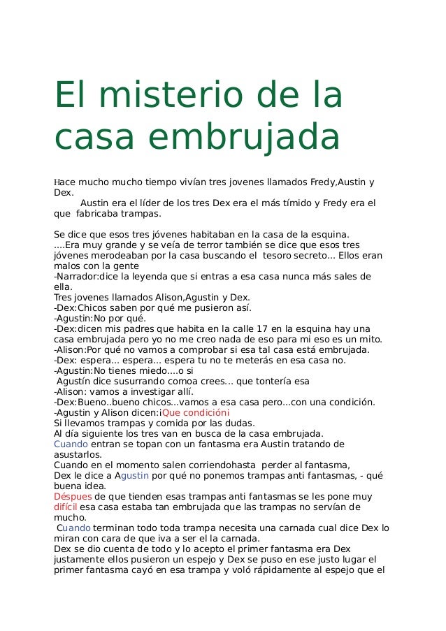 Cuento: El misterio de la casa embrujada. Actividad Escribir