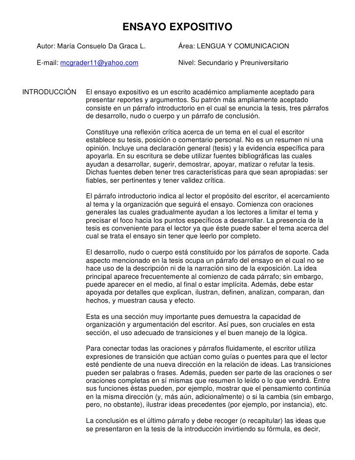 Como Redactar Un Ensayo Expositivo