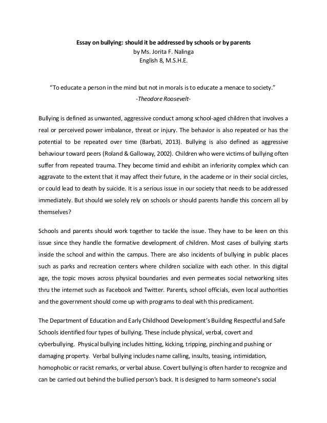 Essay On Bullying In School Essay On Bullying In School