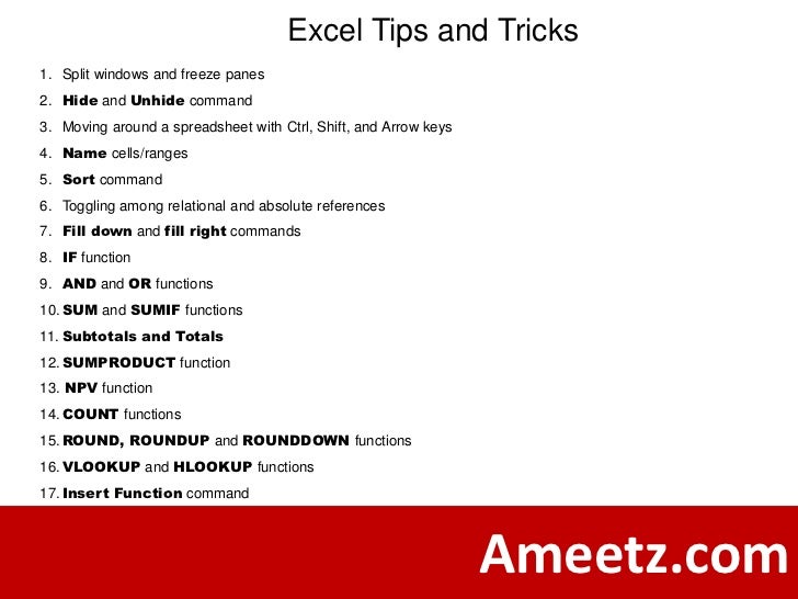 Excel Tips And Tricks Excel Tutorials