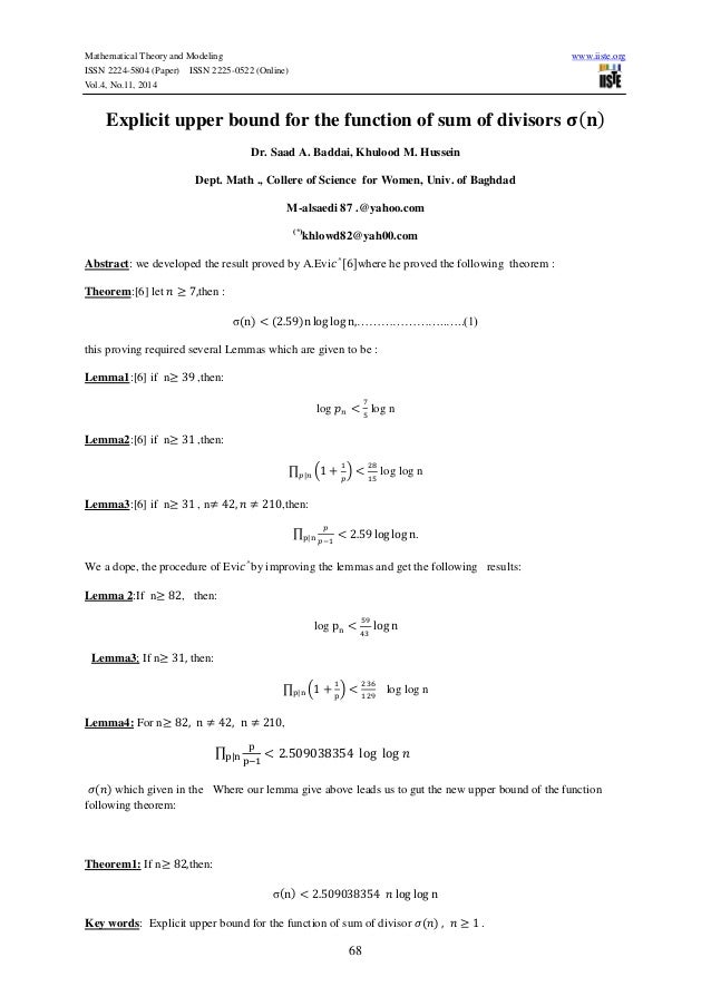 Explicit Upper Bound For The Function Of Sum Of Divisors