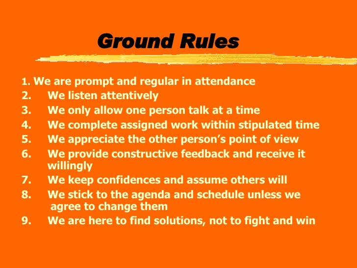 Team Ground Rules And Guidelines Examples