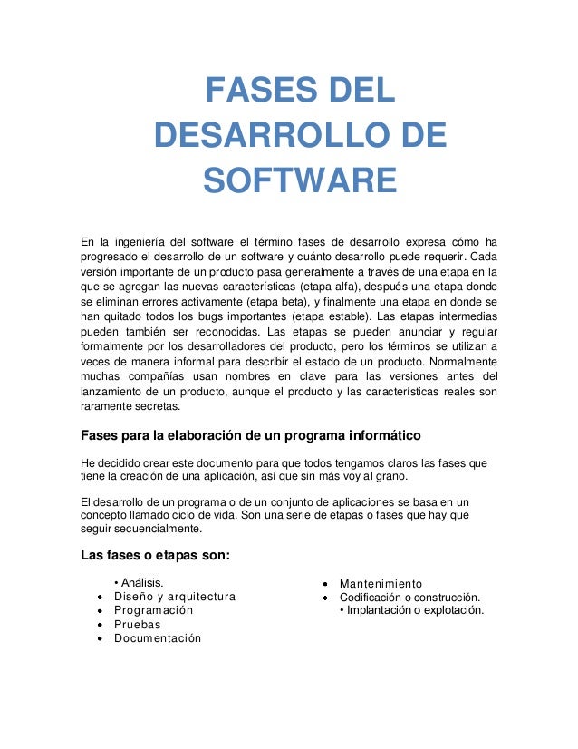 Desarrolla Software de Aplicacion Utilizando Programacion Orientada a Objetos: FASES DEL ...