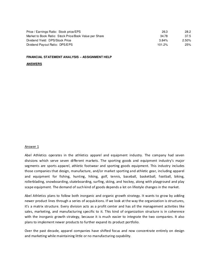 Ratio Analysis Assignment ratio-analysis-assignment