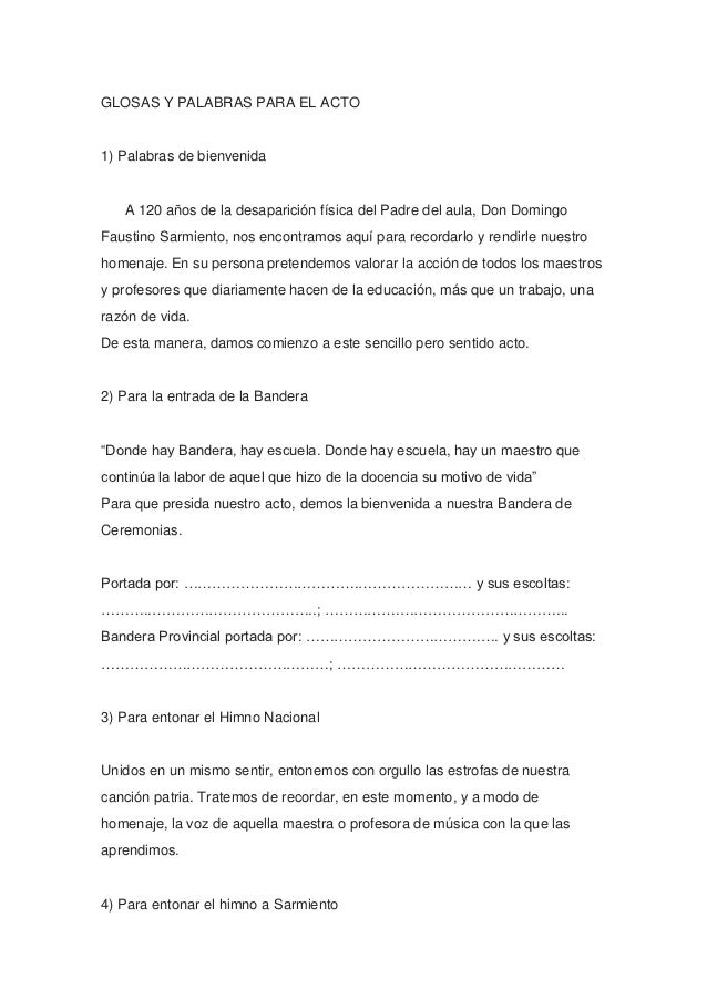 Glosas y palabras para el acto Glosas y palabras para el acto