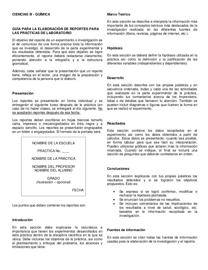 Guía Para Reportes De Laboratorio