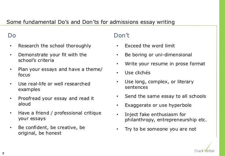 Essay writing dos and don'ts. College Essays: Dos and Don ts ...